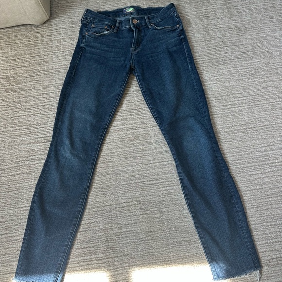 MOTHER | Jeans | Mother Blue Skinny Jeans Looker Ankle Fray 27 | Poshmark